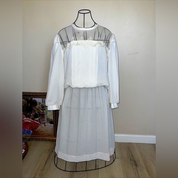 Sears | Dresses | Vintage Sears The Fashion Place White Ivory Dress ...